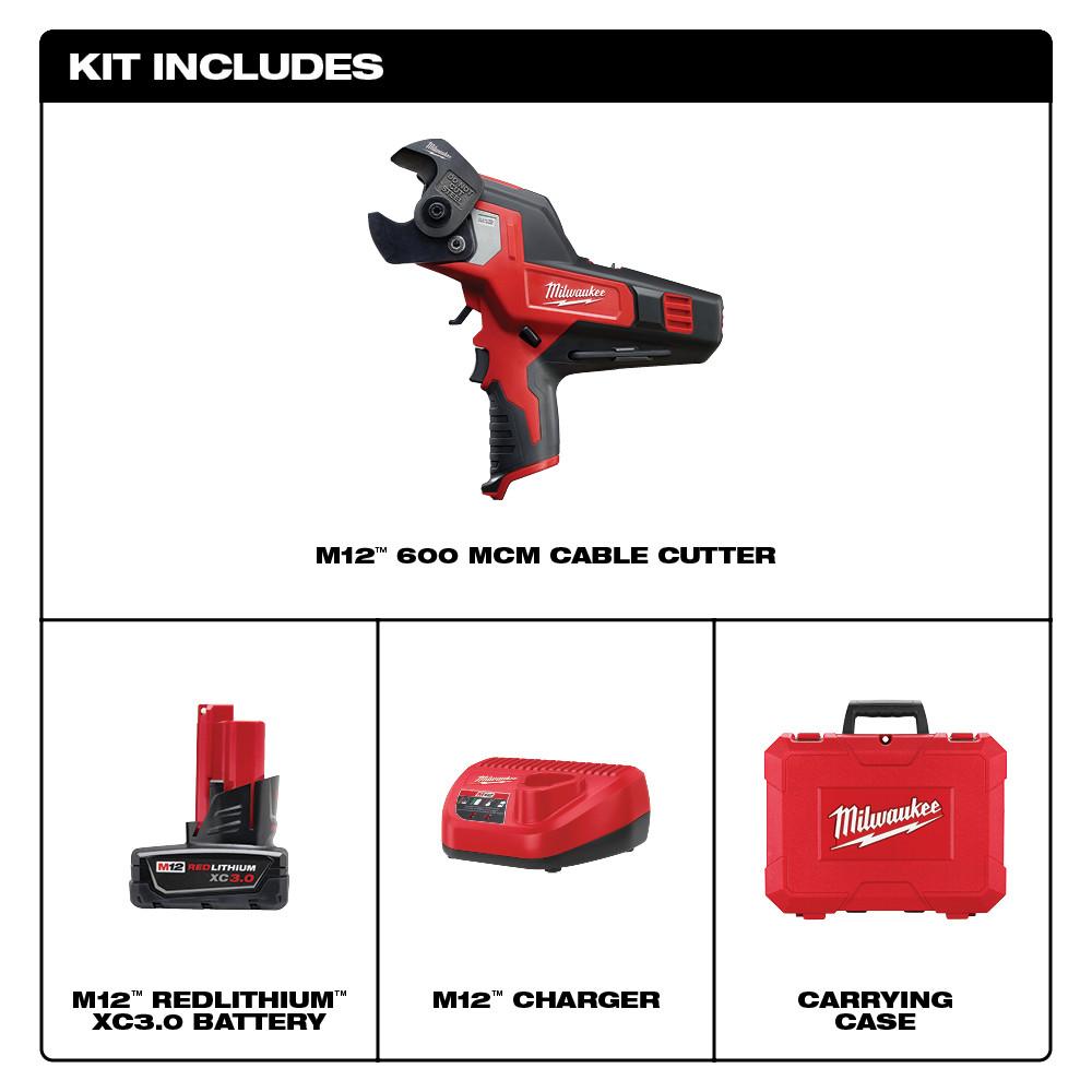 Milwaukee M12 600 MCM Cable Cutter Kit - GME Supply