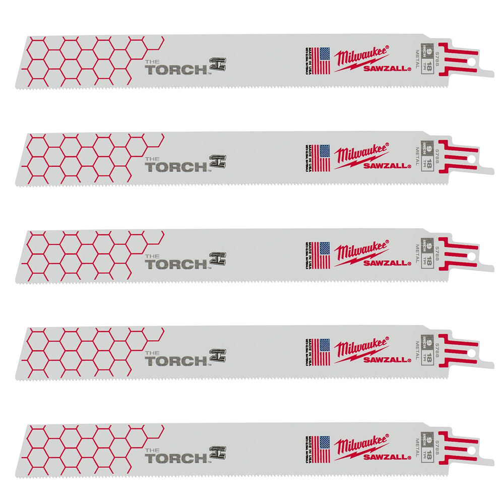 Milwaukee 18 TPI Torch SAWZALL Metal Demolition Blade (5 Pack) - GME Supply