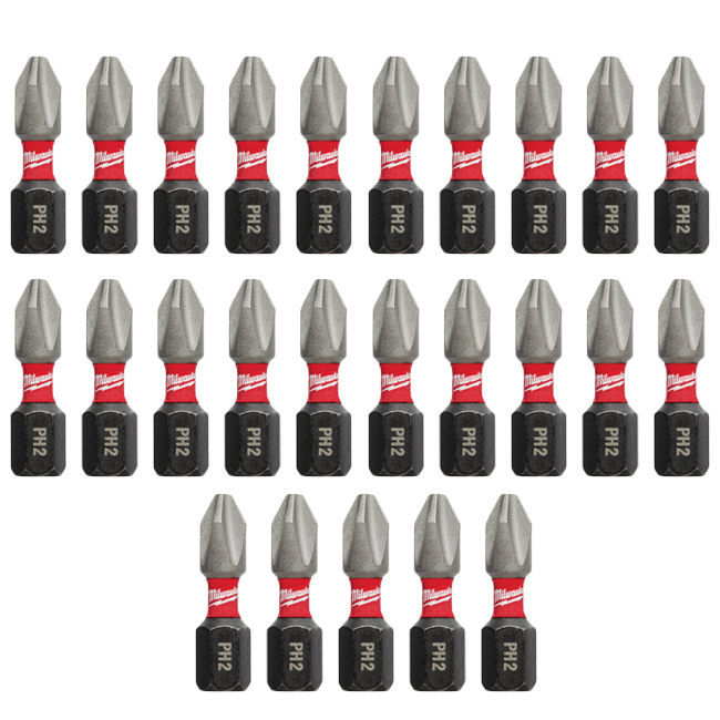 Milwaukee SHOCKWAVE Insert Bit Phillips #2 (25 Pack) - GME Supply
