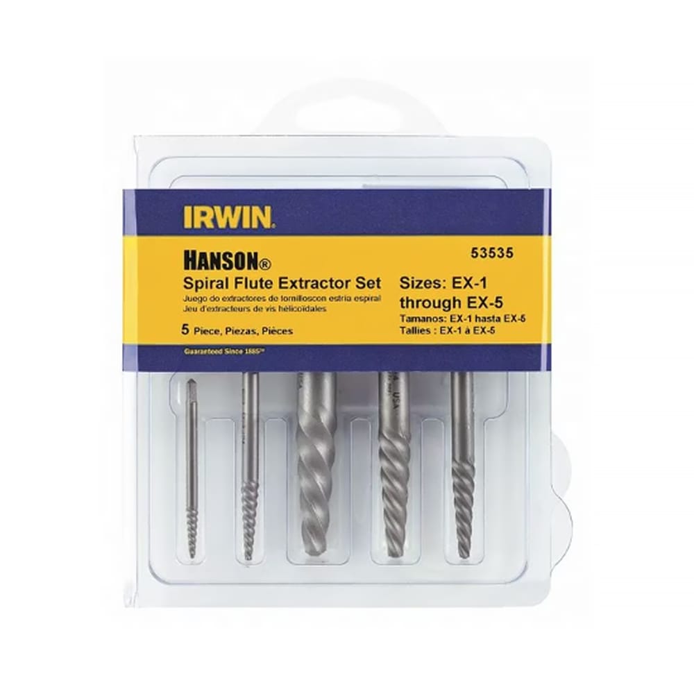 Irwin 5 Piece Spiral Flute Screw Extractor Set - GME Supply