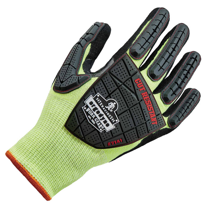 Ergodyne Proflex Hi-Vis DIR Nitrile-Coated Level 4 Cut-Resistant Gloves ...