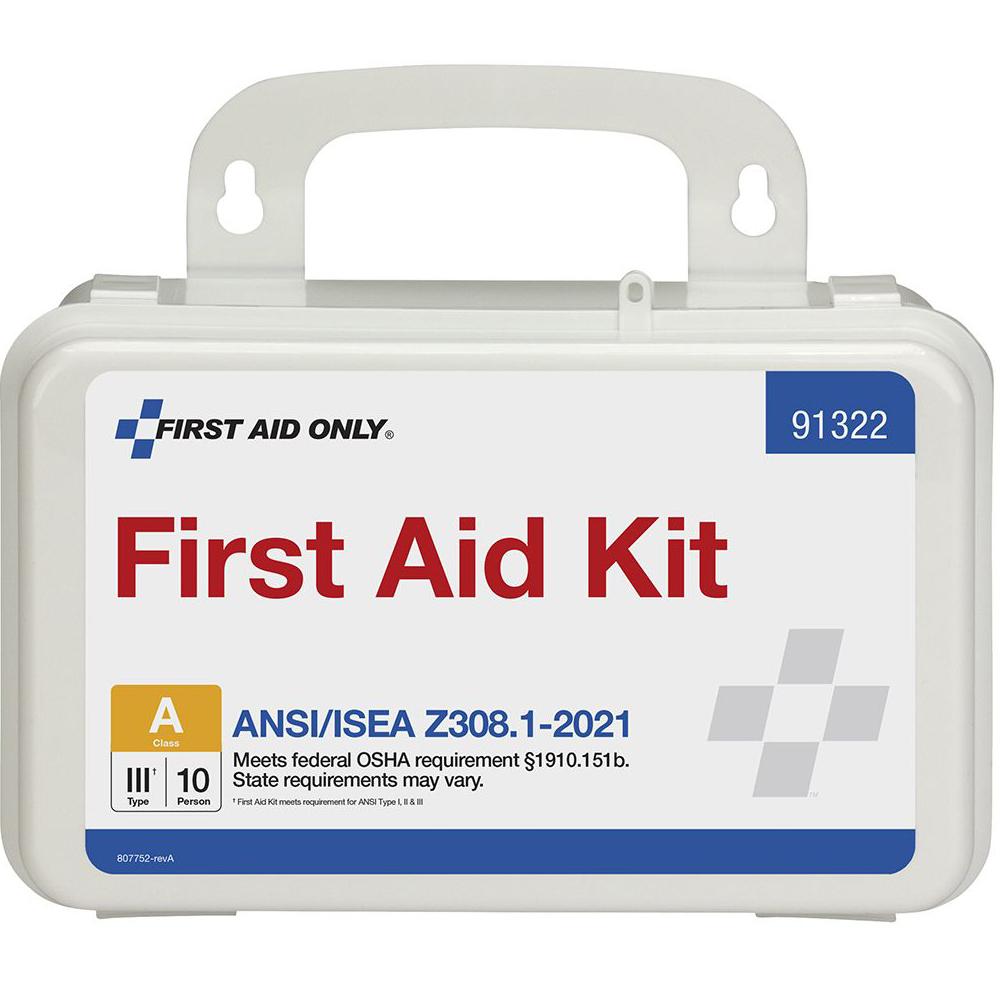 First Aid Only ANSI A 10 Person Plastic ANSI 2021 Compliant First Aid ...