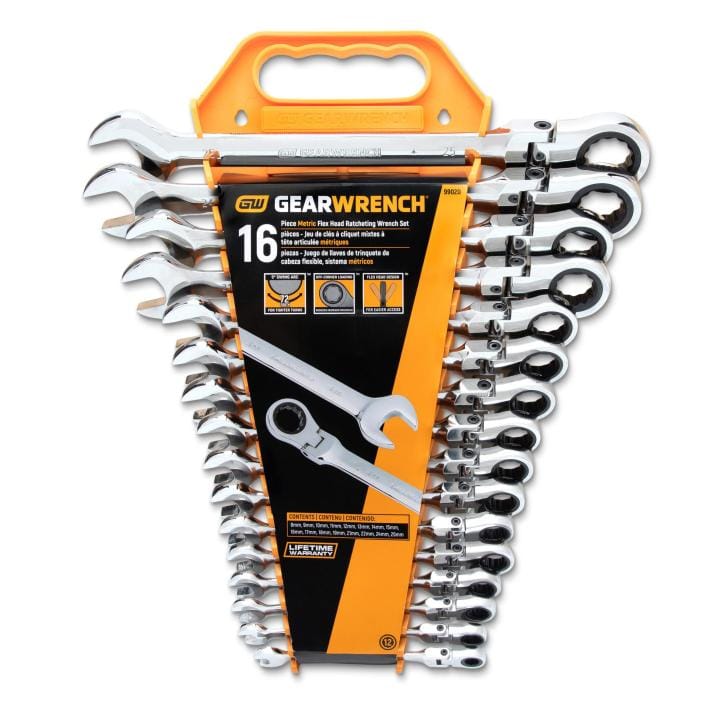 GearWrench 16 Piece Flex Head Ratcheting Combination Metric Wrench Set - GME Supply