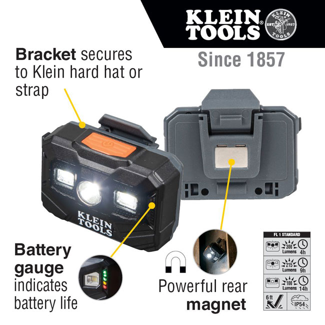 Klein Tools Rechargeable Headlamp and Worklight, 300 Lumens All-Day ...