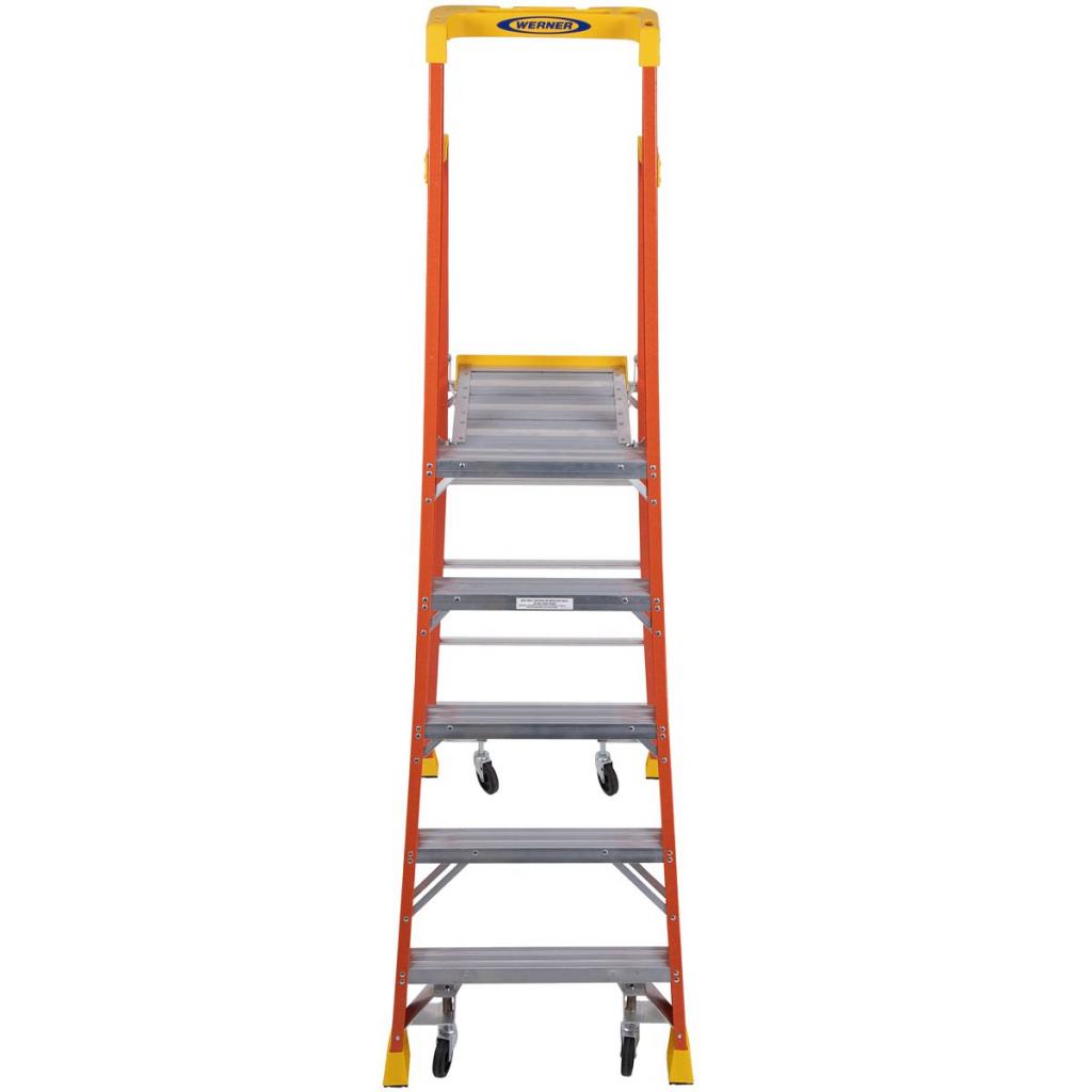 Werner 11 Foot Reach Height Fiberglass Podium Ladder 5 Foot Type IA ...