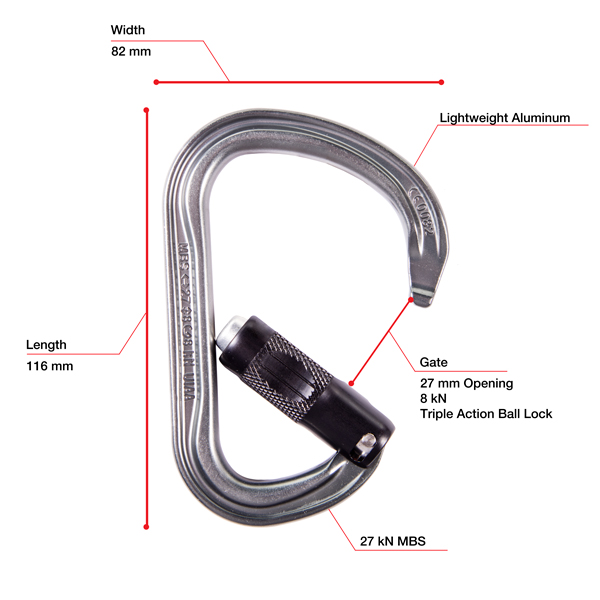 Petzl WILLIAM Asymmetrical Aluminum Carabiner - GME Supply