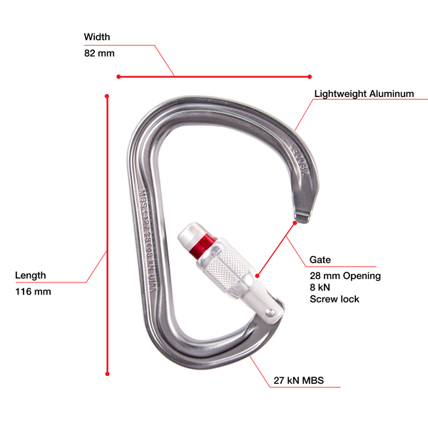 Petzl WILLIAM Asymmetrical Aluminum Carabiner - GME Supply
