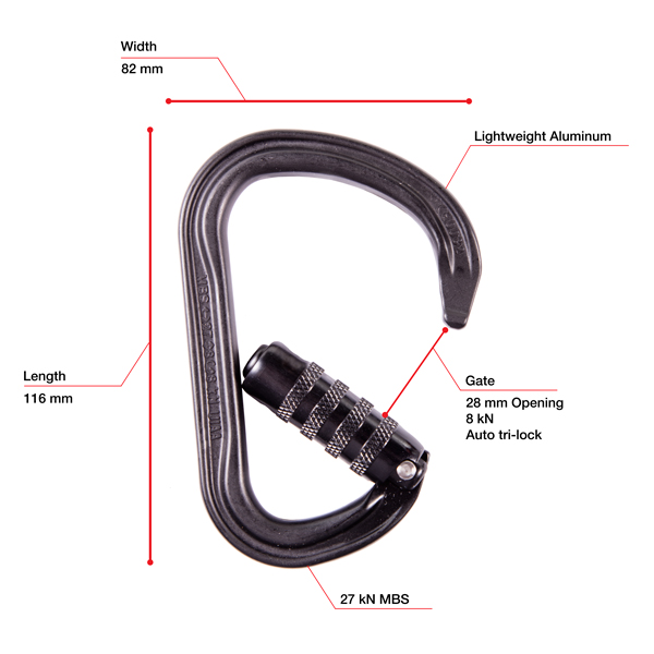 Petzl WILLIAM Asymmetrical Aluminum Carabiner - GME Supply