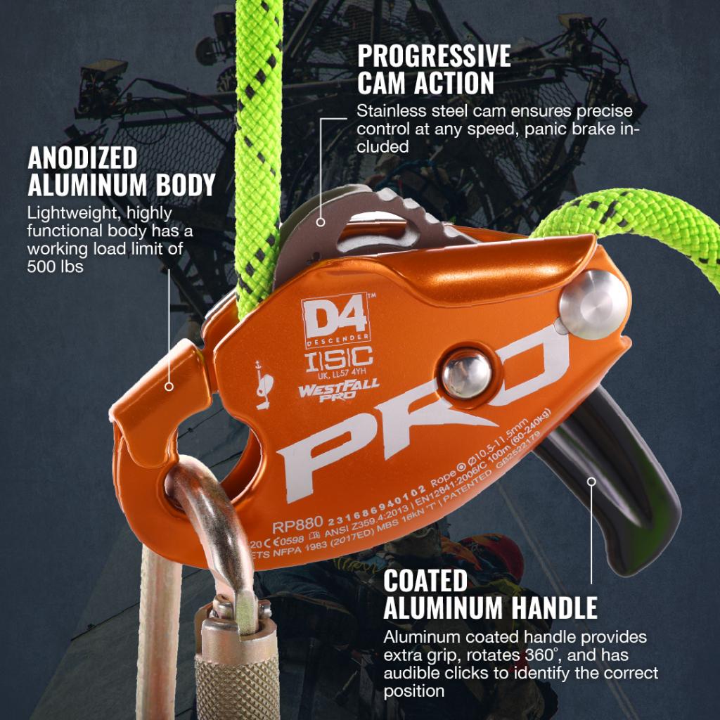 WestFall Pro D4 Descender for 7/16 Inch Rope - GME Supply