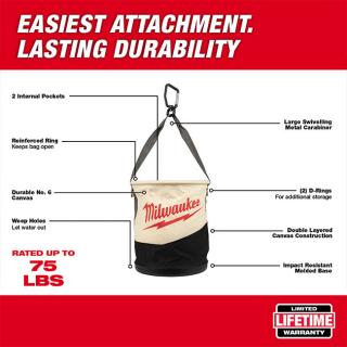 Milwaukee 75 lb Canvas Utility Bucket with Pockets - GME Supply