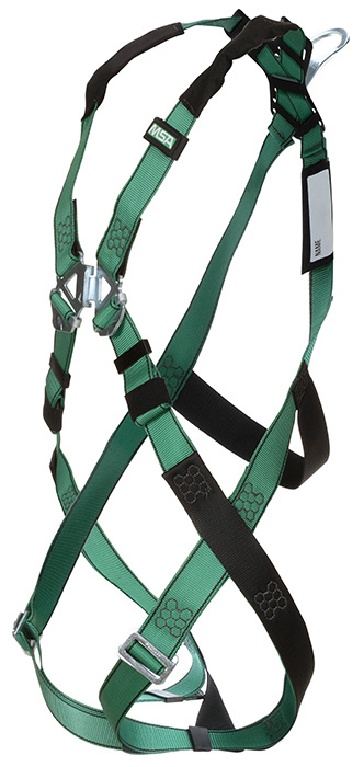 MSA V-FORM Full-Body Harness, Back D-Ring, Qwik-Fit Leg Straps - GME Supply