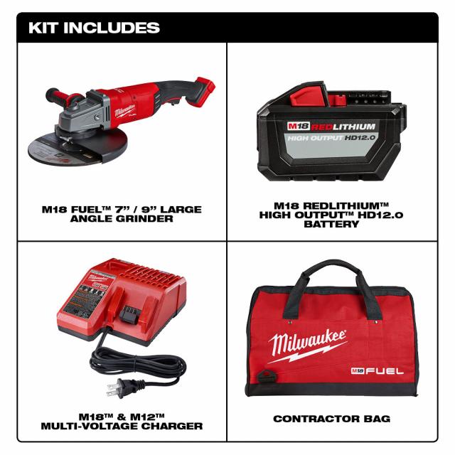 Milwaukee M18 7 - 9 Inch Large Angle Grinder Kit - GME Supply