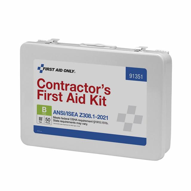 First Aid Only ANSI B 50 Person Contractor Metal ANSI 2021 Compliant ...