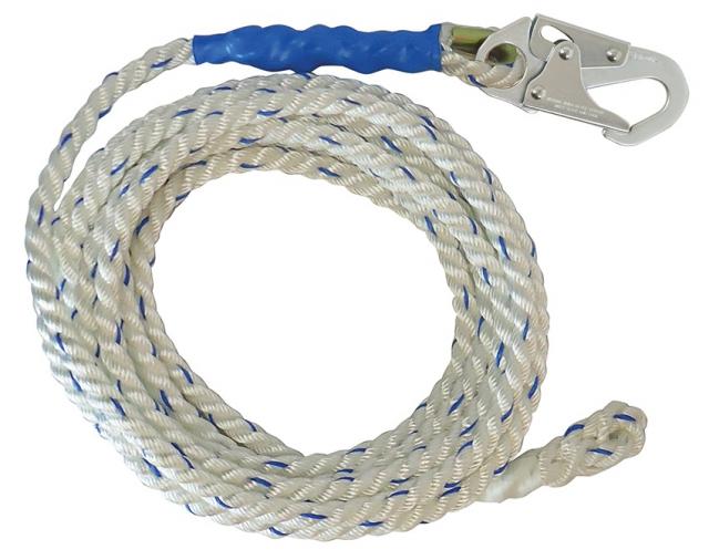 FallTech 3-Strand Vertical Lifeline with Snap Hook and Braided End ...