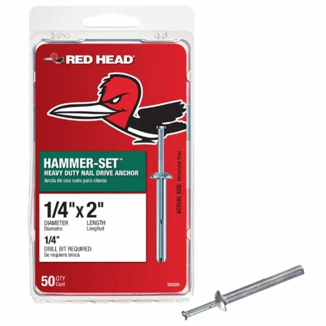 Red Head 1/4 Inch x 2 Inch Hammer-Set Nail Concrete Anchors (50-Pack ...