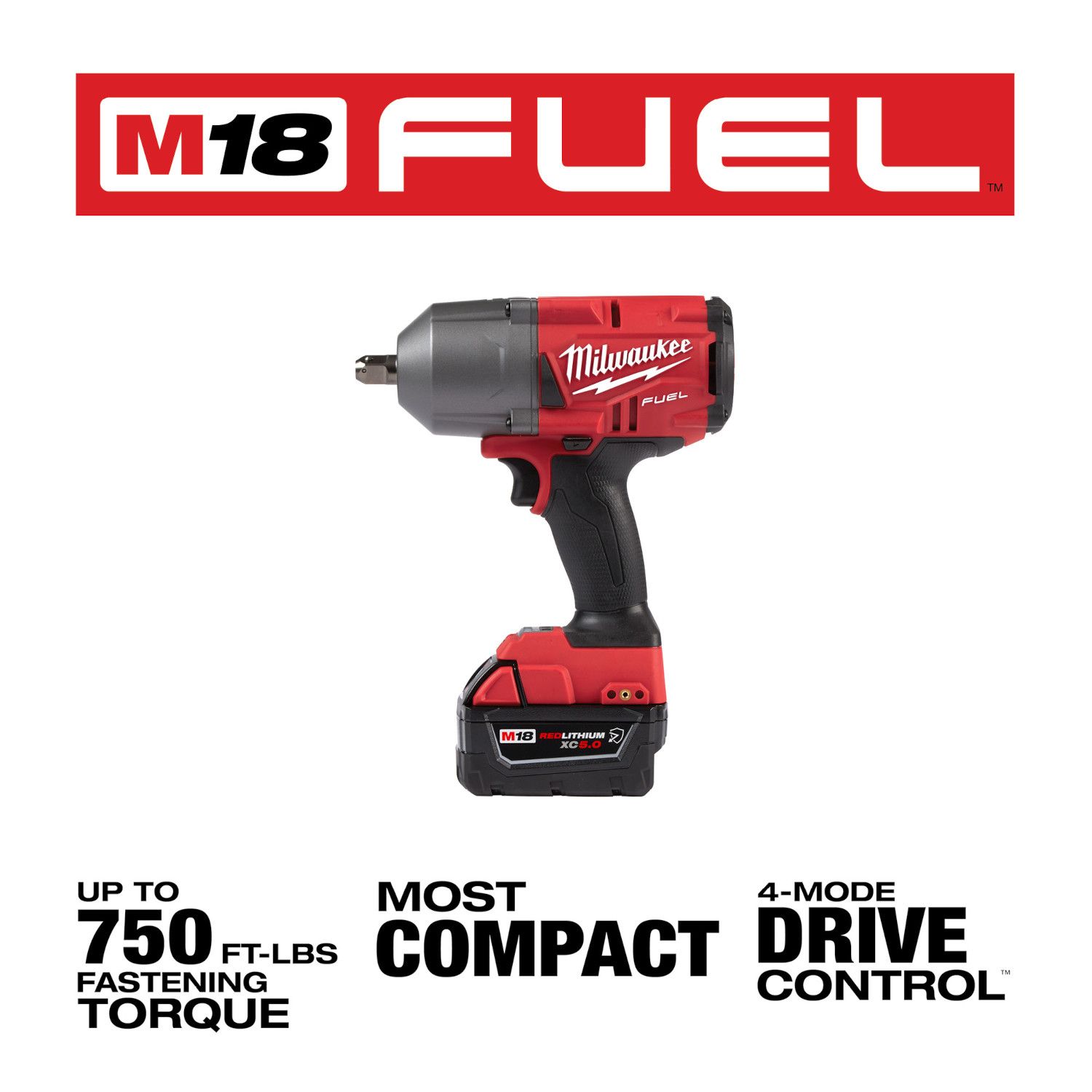 Milwaukee M18 Fuel High Torque 1/2 Inch Impact Wrench with Pin Detent ...