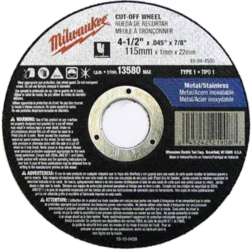 Milwaukee Type 1 Cut-Off Wheel - GME Supply