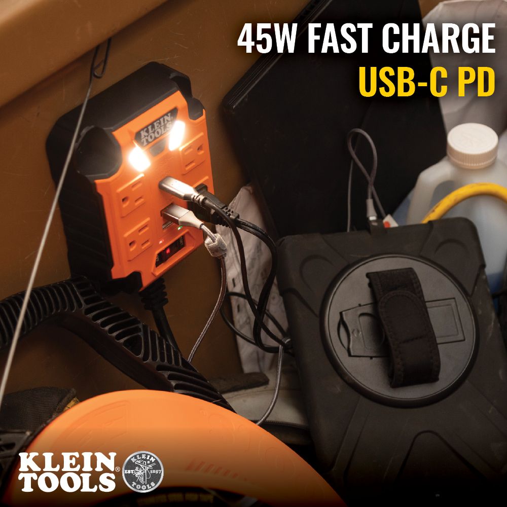 Klein Tools PowerBox 1 Magnetic Mounted Power Strip with Integrated LED ...