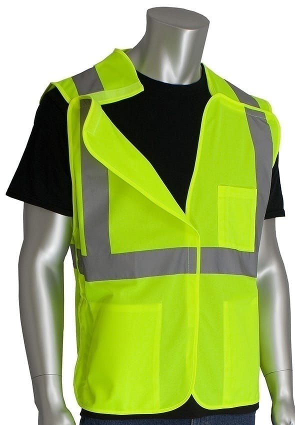 PIP ANSI Type R Class 2 Lime 3 Pocket Solid Breakaway Vest - GME Supply