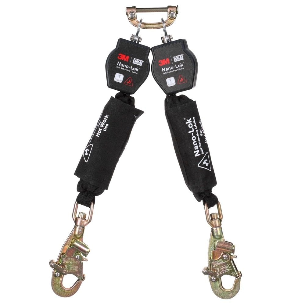 3M DBI-SALA Nano-Lok 6 ft. Twin-Leg Hot Work Web SRL, Harness Quick Connect & Swivel Snap Hooks ...