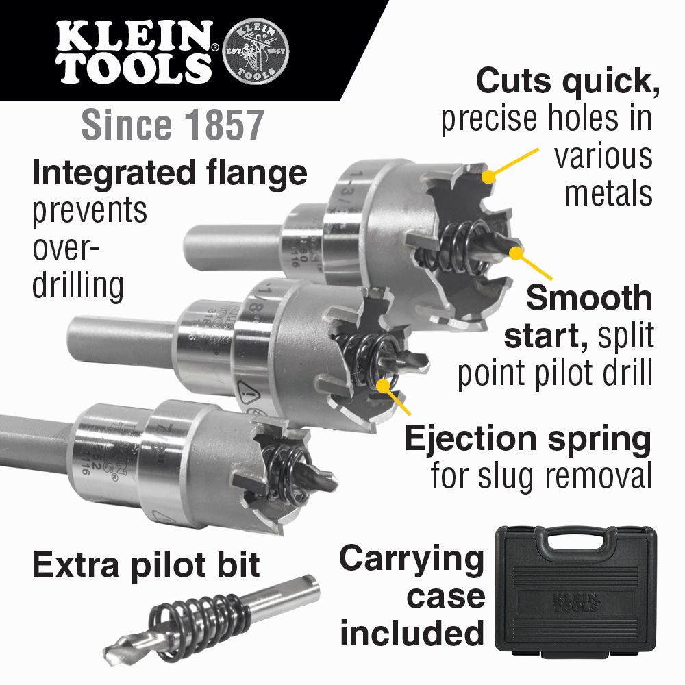 Klein Tools Carbide Hole Cutter Kit - 4 Piece - GME Supply