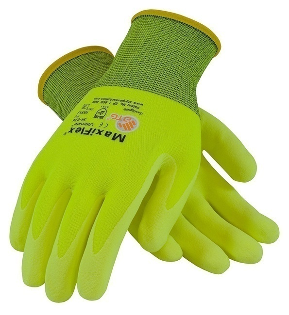 MaxiFlex Ultimate 34-874FY Hi-Vis Nitrile Coated Nylon Gloves - GME Supply MaxiFlex Ultimate 34-874FY Hi-Vis Nitrile Coated Nylon Gloves - GME Supply