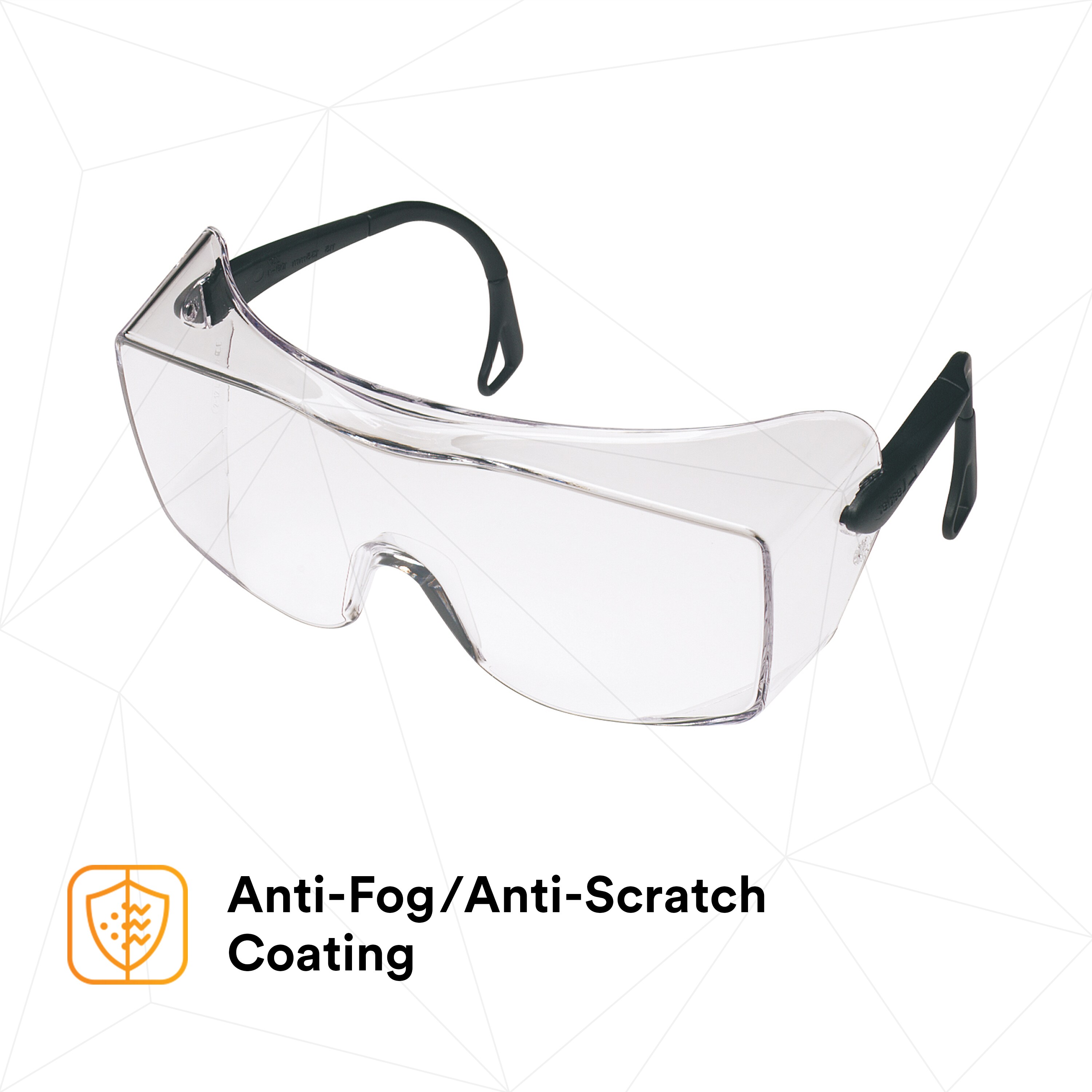 3M OX Protective 2000 Safety Glasses with Clear Anti-Fog Lens and Black ...