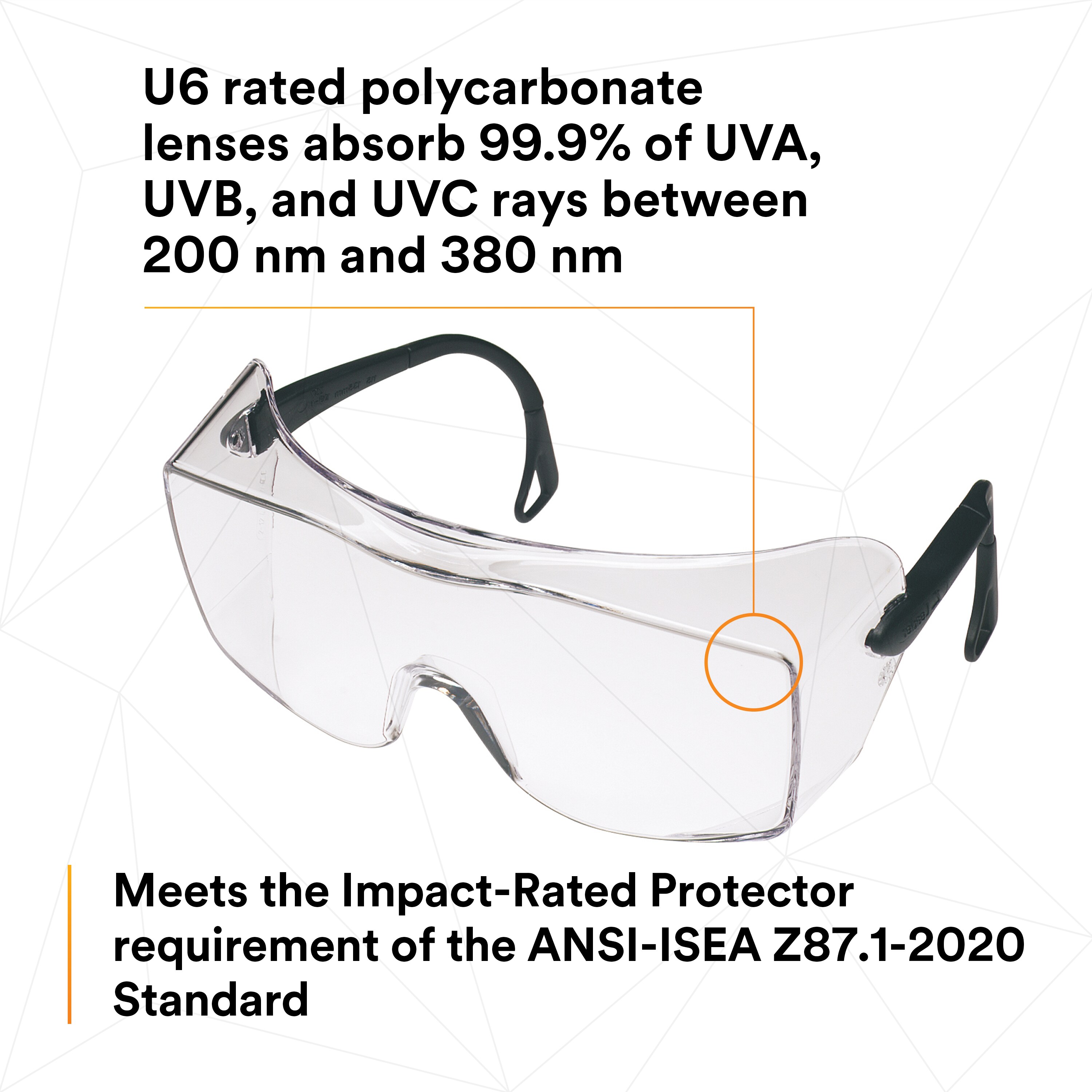 3M OX Protective 2000 Safety Glasses with Clear Anti-Fog Lens and Black ...