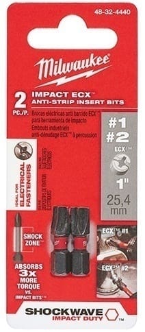 Milwaukee SHOCKWAVE #1 #2 ECX Insert Bit (2 Pack) - GME Supply