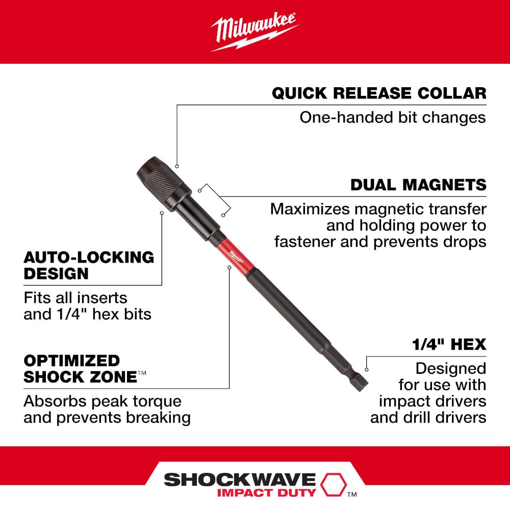 Milwaukee SHOCKWAVE Impact Locking Bit Holder - GME Supply