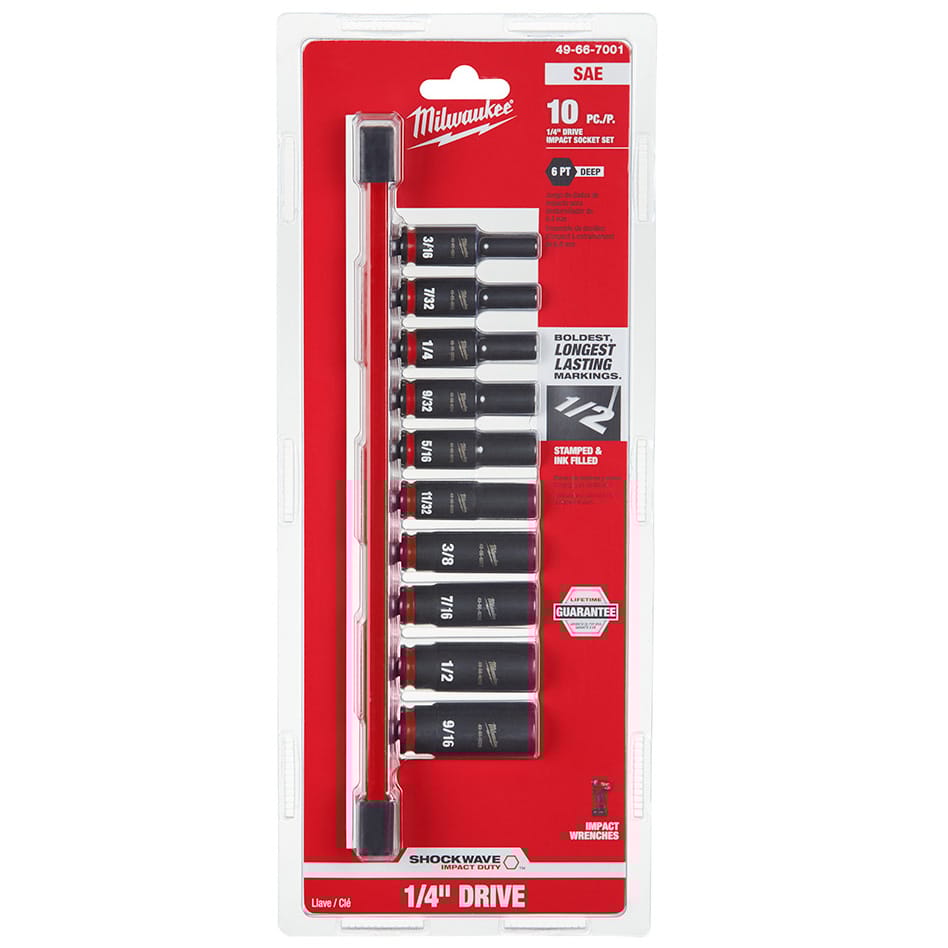 Milwaukee 10 Piece Shockwave Impact Duty SAE Deep 6 Point Socket Set - GME Supply
