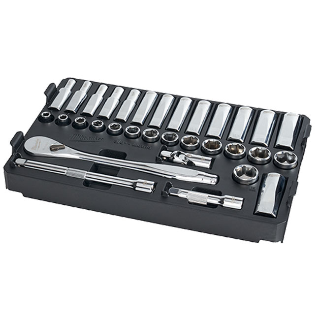 Milwaukee Ratchet and Socket Set with PACKOUT - GME Supply