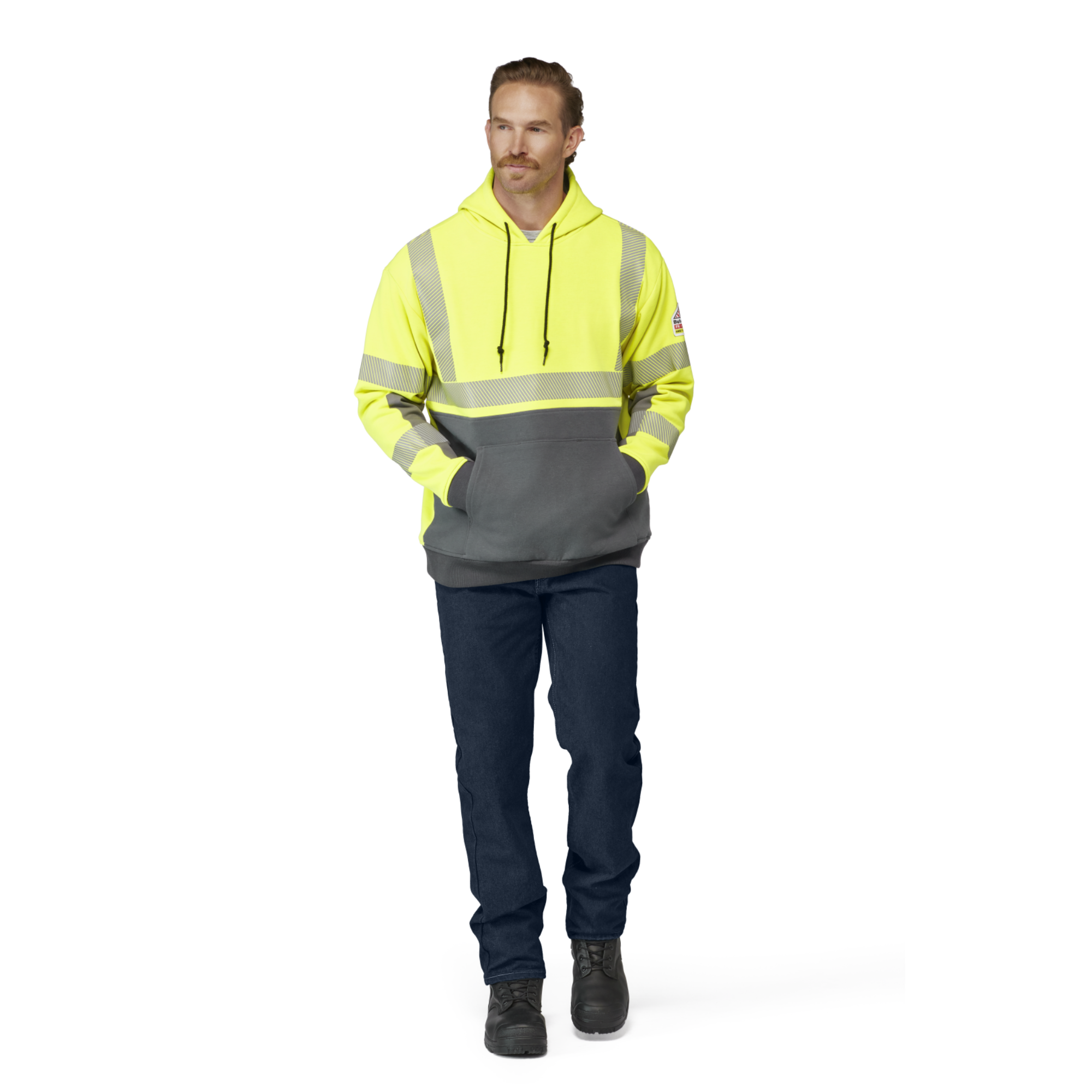 Bulwark Men's FR Hi-Visibility Color Block Pullover Fleece Sweatshirt ...