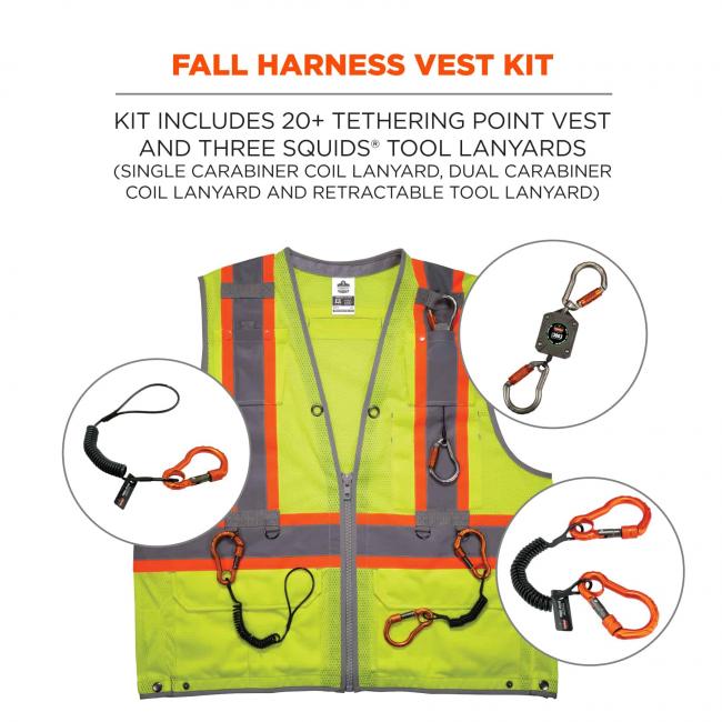 Ergodyne GloWear 8231TVK Hi-Viz Tool Tethering Safety Vest Kit - GME Supply