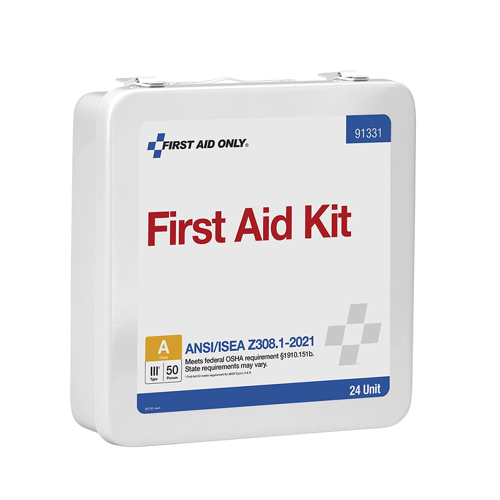 First Aid Only ANSI A 50 Person 24 Unit Metal ANSI 2021 Compliant First ...