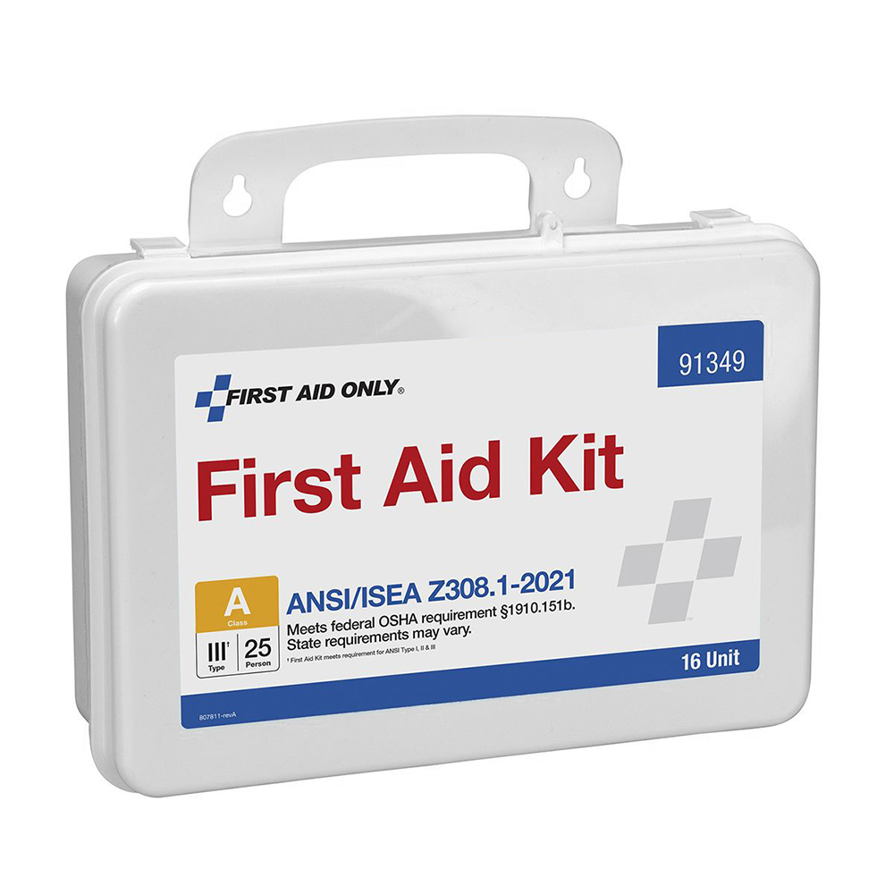 First Aid Only ANSI A 25 Person 16 Unit Plastic ANSI 2021 Compliant ...