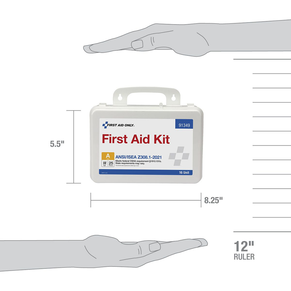 First Aid Only ANSI A 25 Person 16 Unit Plastic ANSI 2021 Compliant ...