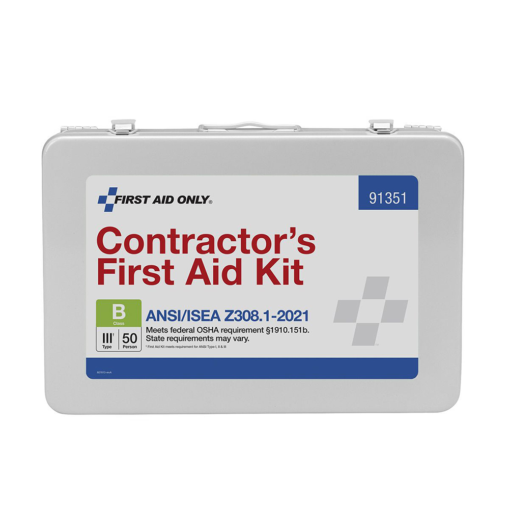 First Aid Only ANSI B 50 Person Contractor Metal ANSI 2021 Compliant ...