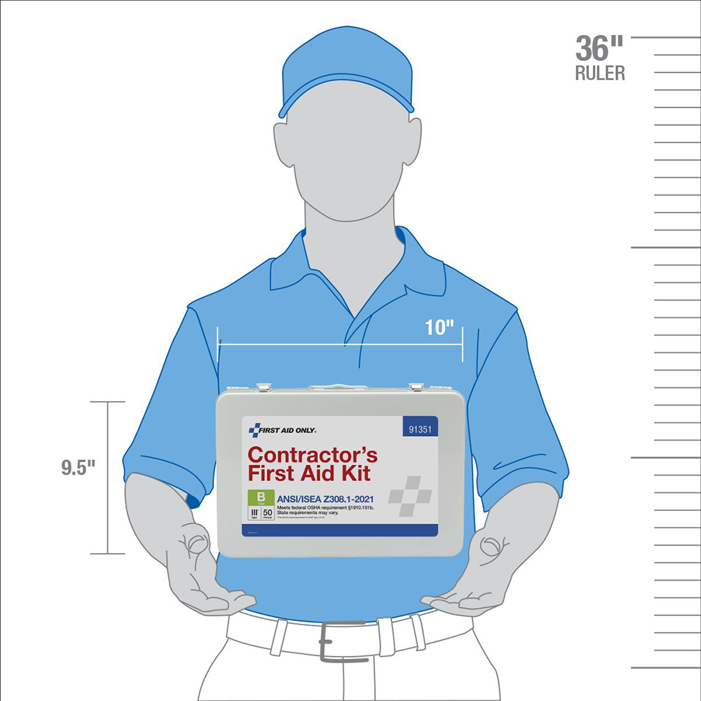 First Aid Only ANSI B 50 Person Contractor Metal ANSI 2021 Compliant ...