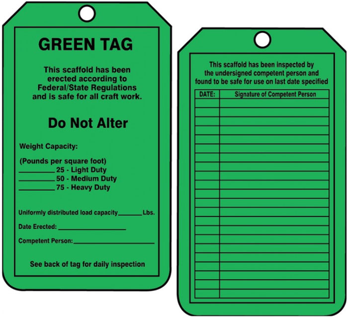 Accuform Signs Scaffold Status Tag - GME Supply