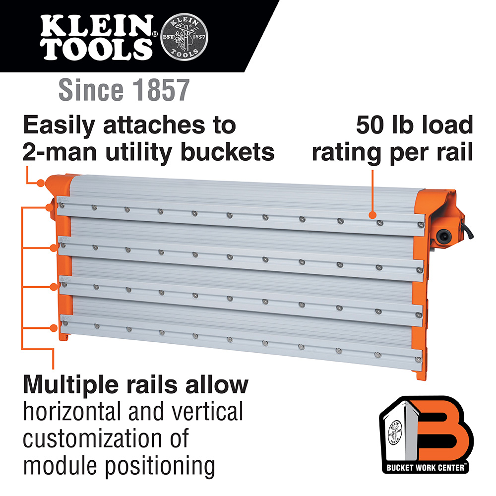 Klein Tools BC200WA Two Man Wall Assembly Rail Module for Klein Bucket ...
