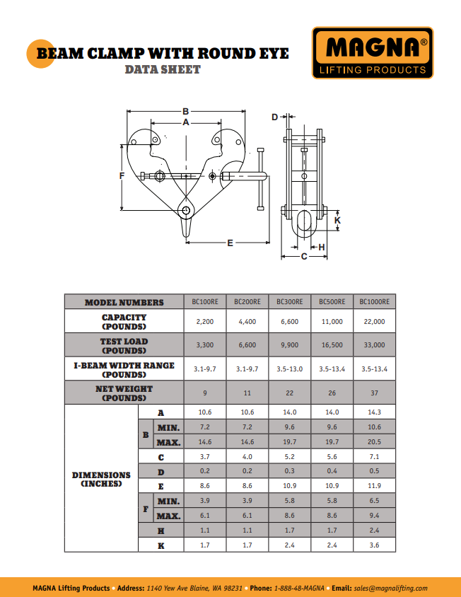 MAGNA Lifting Products Beam Clamp - GME Supply
