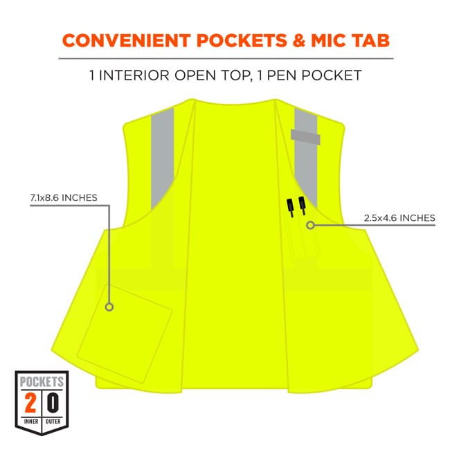 Ergodyne GloWear Hi-Vis FR Modacrylic Mesh Safety Class 2 Type R Vest ...