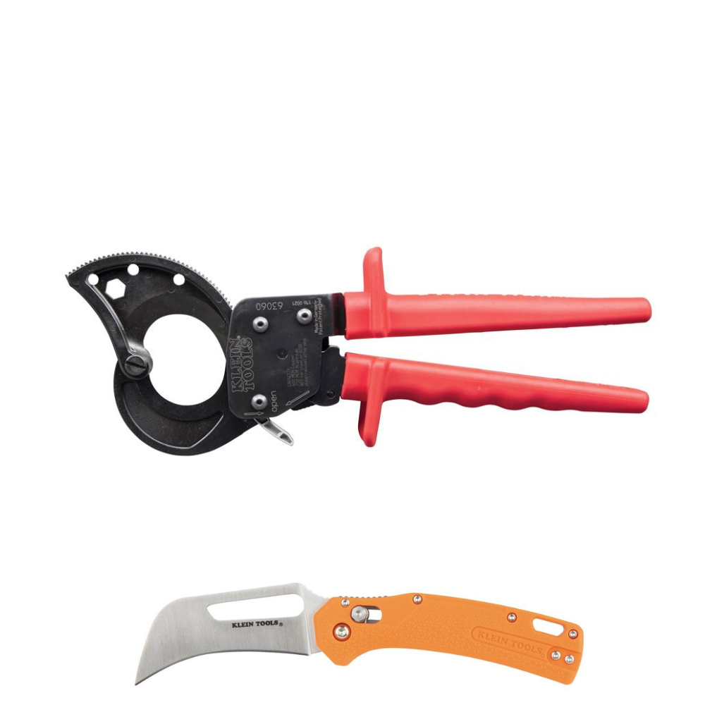 Klein Tools Ratcheting Cable Cutter with Free Skinning Knife - GME Supply