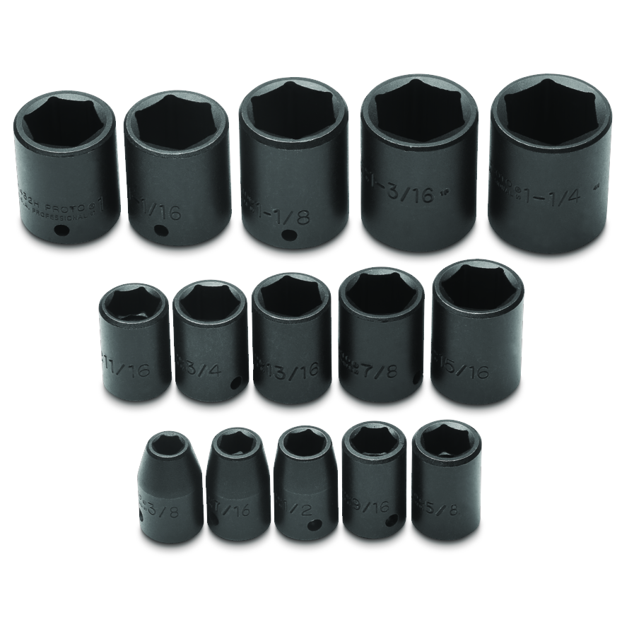 Proto 1/2 Inch 15 Piece 6 Point Impact Socket Set - GME Supply
