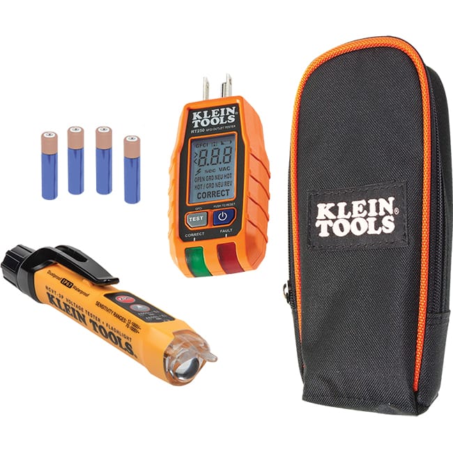 Klein Tools RT250KIT Premium Dual-Range NCVT and GFCI Receptacle Tester ...