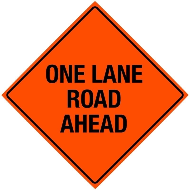 Bone Safety 'One Lane Road Ahead' Non-Reflective Sign