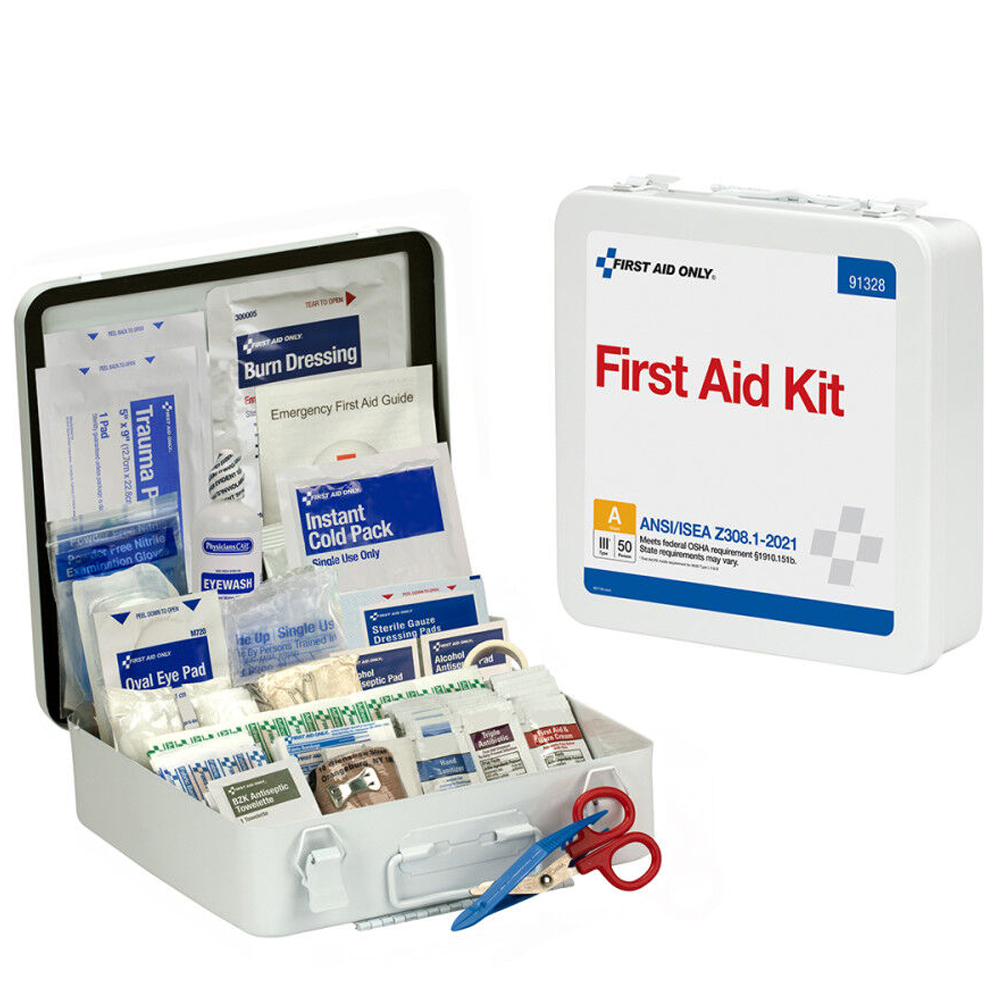 First Aid Only ANSI A 50 Person Metal ANSI 2021 Compliant First Aid Kit ...