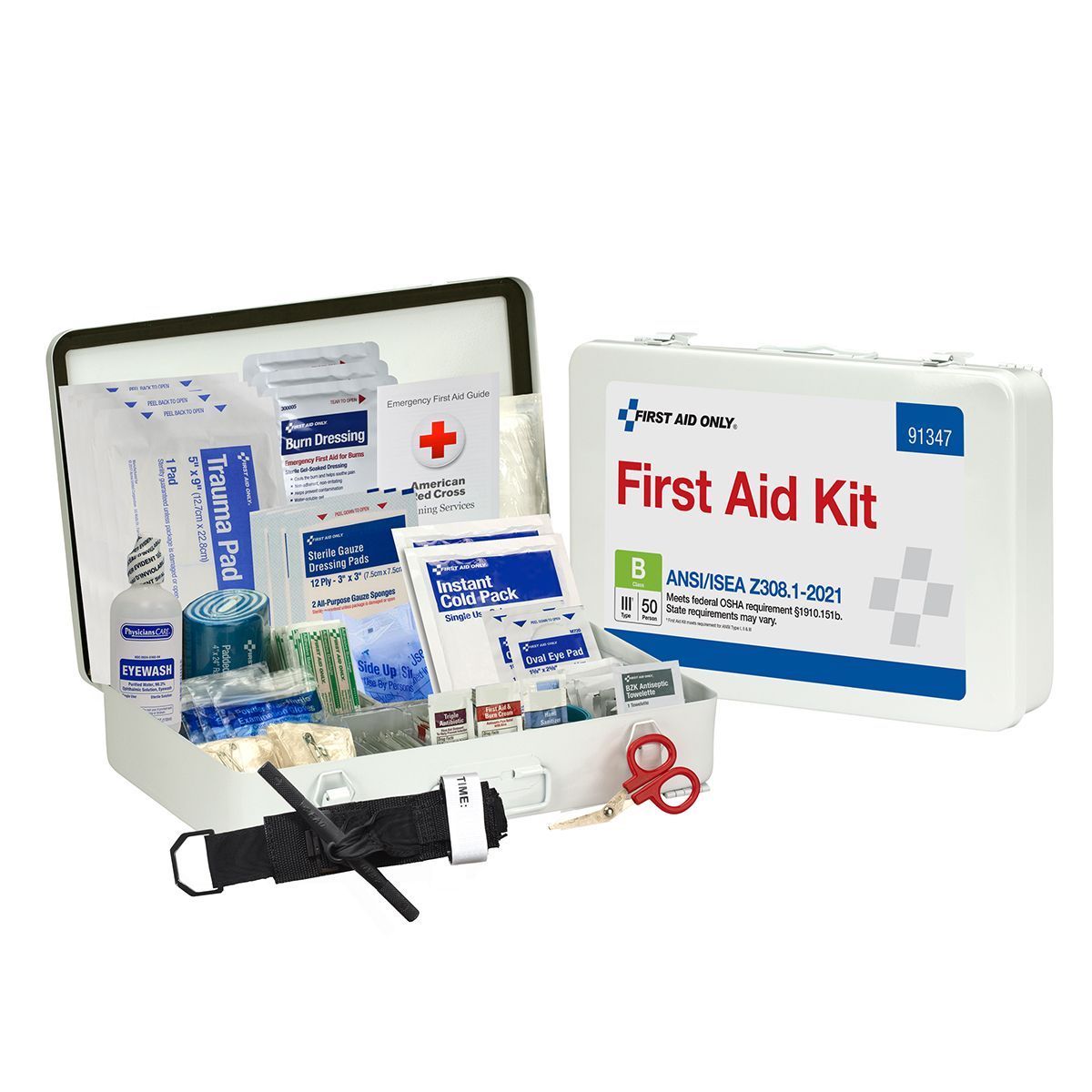 First Aid Only ANSI B 50 Person Metal ANSI 2021 Compliant First Aid Kit ...