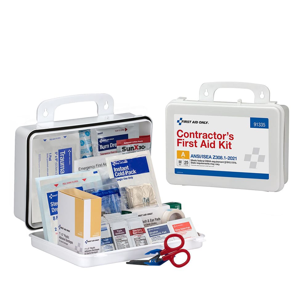 First Aid Only ANSI A 25 Person Contractor Plastic ANSI 2021 Compliant ...